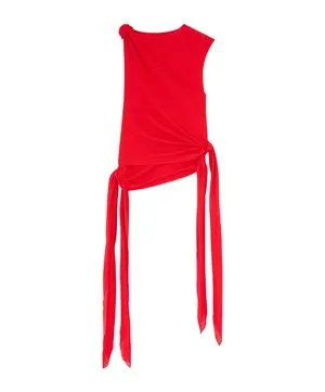 GANNI Sleeveless Asymmetrical Neckline Knot Detail Top