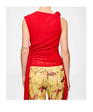 GANNI Sleeveless Asymmetrical Neckline Knot Detail Top