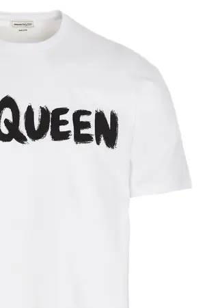 Alexander McQueen Graffiti Logo Crewneck T-shirt