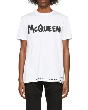 Alexander McQueen Graffiti Logo Crewneck T-shirt