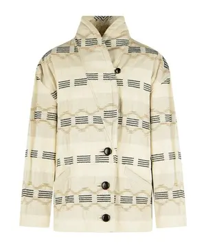 Isabel Marant Étoile Qayla Short Jacquard Coat - Beige
