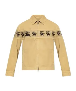 Burberry E.k.d." Motif Zipped Jacket - Beige