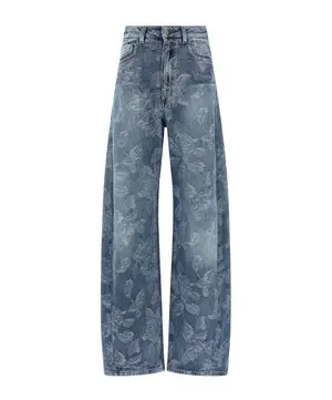 Giuseppe Di Morabito Jacquard Wide-leg Jeans With Floral Embroidery
