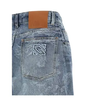 Giuseppe Di Morabito Jacquard Wide-leg Jeans With Floral Embroidery