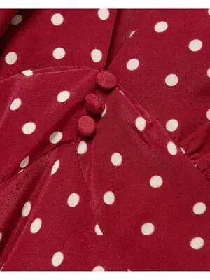 Rixo Polka Dot V-neck Long Sleeve Maxi Dress - Red