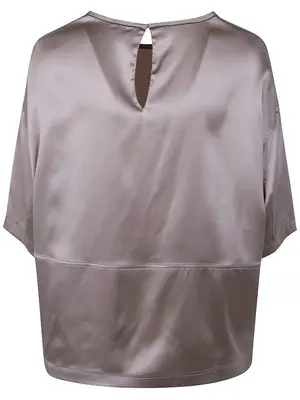 Brunello Cucinelli Keyhole Crewneck Short Sleeve Top - No