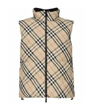 Burberry Checked Padded Reversible Gilet - Nude