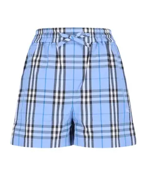 Burberry Checked Drawstring Shorts - Blue