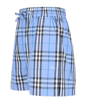Burberry Checked Drawstring Shorts - Blue