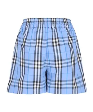 Burberry Checked Drawstring Shorts - Blue