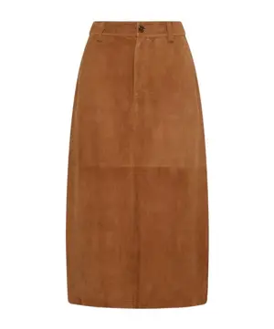 Marella Belted A-line Suede Skirt