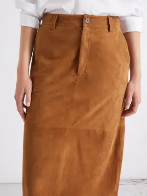 Marella Belted A-line Suede Skirt
