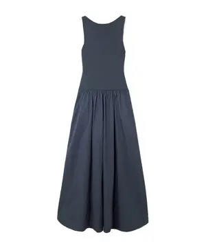 ST. AGNI Sleeveless Backless Maxi Dress With Cotton Poplin Skirt