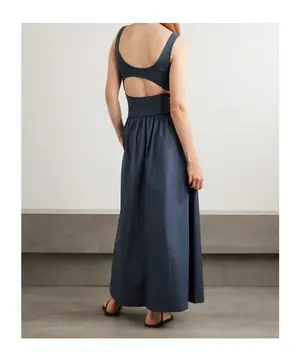ST. AGNI Sleeveless Backless Maxi Dress With Cotton Poplin Skirt