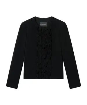 Emporio Armani Ruffled Front Jacket - Black