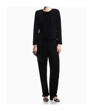 Emporio Armani Ruffled Front Jacket - Black