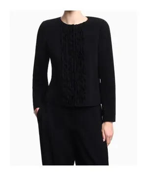 Emporio Armani Ruffled Front Jacket - Black