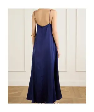 ANINE BING Mae Silk Satin Maxi Dress - Blue