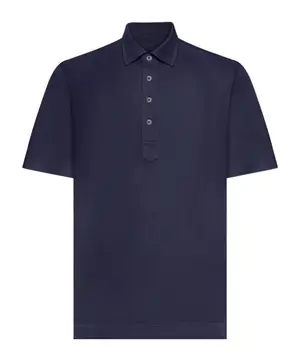 Zegna Buttoned Straight Hem Polo Shirt - Black