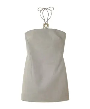 SIR. Solene Embellished Woven Halterneck Mini Dress - Gray