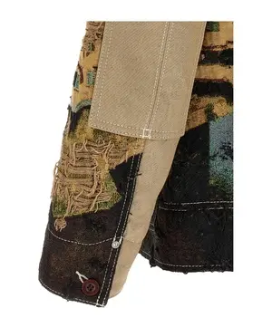 Junya Watanabe Jacquard Frayed Jacket With Landscape Print - Multicolor