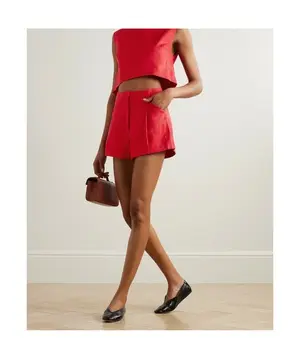 Posse Martina Cropped Linen Top - Red