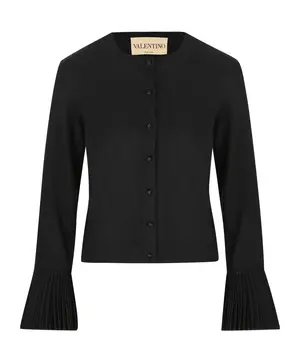 Valentino Garavani Pleated Cuff Buttoned Cardigan