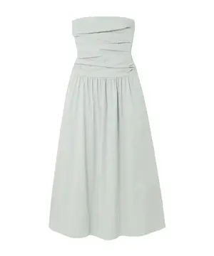 ST. AGNI Strapless Crinkled Cotton-blend Maxi Dress