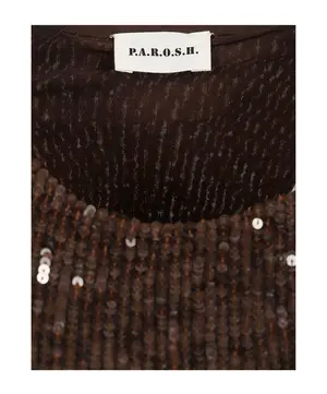 P.a.r.o.s.h Sequin Embellished Sleeveless Top - Brown
