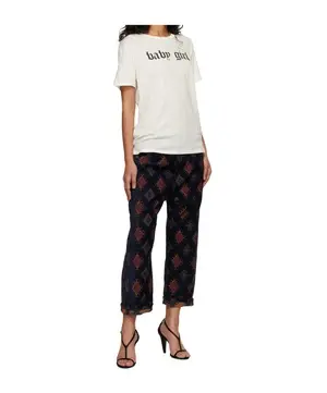 R13 Jacquard Cropped Straight-leg Casual Pants