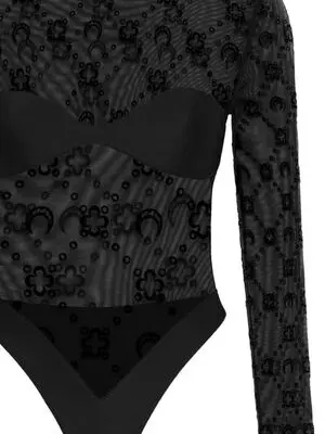 MARINE SERRE Moonogram Long Sleeve Bodysuit - Black