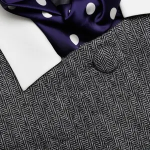 SELF-PORTRAIT Cropped Herringbone Tailored Jacket - Grey