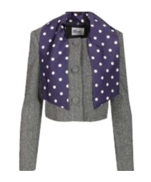 SELF-PORTRAIT Cropped Herringbone Tailored Jacket - Grey