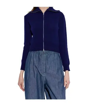 JIL SANDER Zip-up Wide-collar Cardigan - Blue