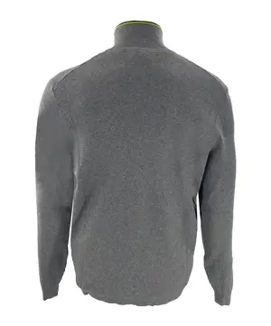Hugo Boss Quarter Zip Sweater With Embroidered Logo - Gray