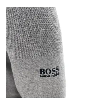 Hugo Boss Quarter Zip Sweater With Embroidered Logo - Gray
