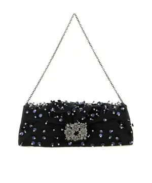 ROGER VIVIER Efflorescence Embellished Clutch Bag - Black