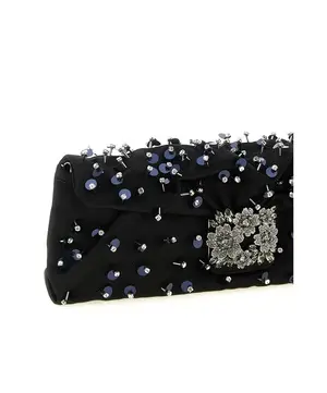 ROGER VIVIER Efflorescence Embellished Clutch Bag - Black
