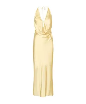 ROTATE BY BIRGER CHRISTENSEN Draped Halterneck Maxi Dress - Nude