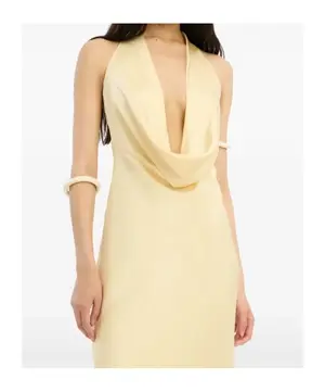 ROTATE BY BIRGER CHRISTENSEN Draped Halterneck Maxi Dress - Nude