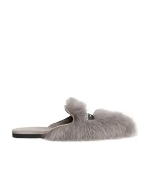 Dolce & Gabbana Shearling Slippers - Gray