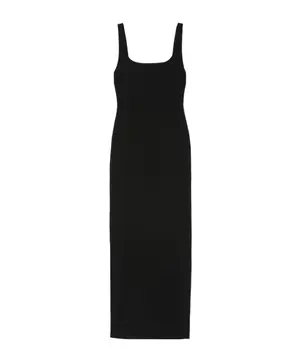 Solace London Sleeveless Square Neck Gown With Open Back And Slit - Black
