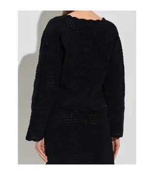 GANNI Crochet Cardigan With Gold Button Detail