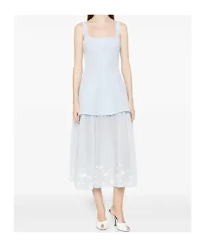 Stine Goya Sleeveless Square Neck Dress With Floral Appliqu