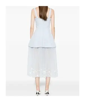 Stine Goya Sleeveless Square Neck Dress With Floral Appliqu