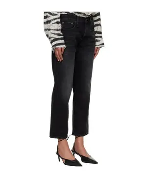 R13 Boyfriend Belt Loop Cropped Jeans In Aged Wash