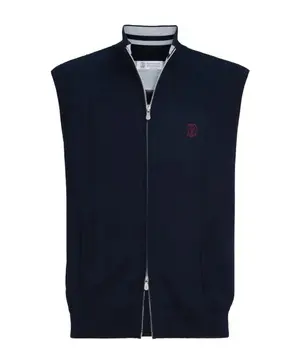 Brunello Cucinelli Zip Knit Gilet Top - Black