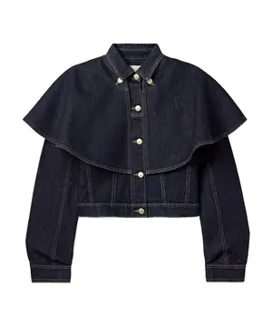 Ulla Johnson Cape Buttoned Denim Jacket