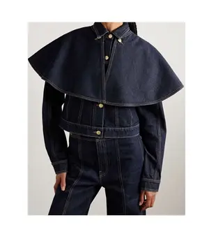 Ulla Johnson Cape Buttoned Denim Jacket
