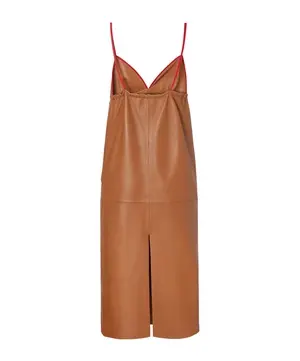 Fendi Nappa Leather Dress With Floral Appliqu - Brown